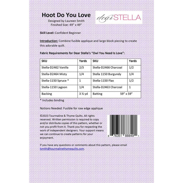 Hoot Do You Love Quilt Pattern by Laureen Smith for Tourmaline & Thyme ...