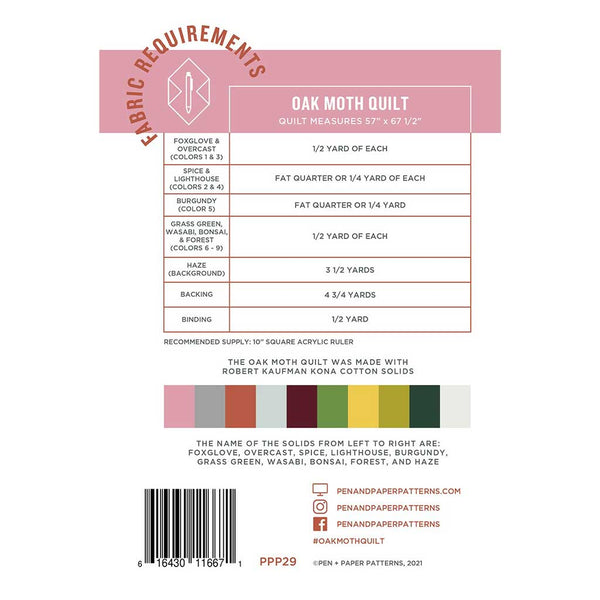 Oak Moth Quilt Pattern