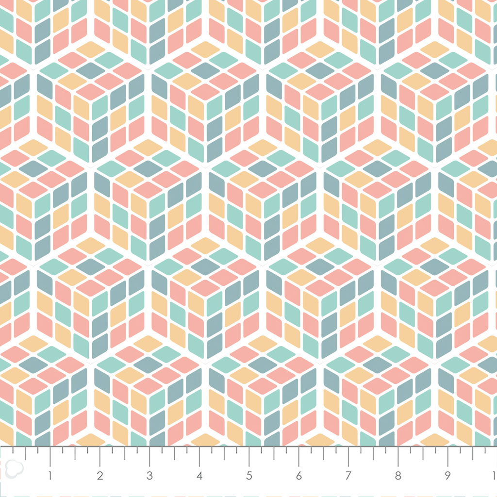 Rubik's Cube Cotton Fabric by the Yard