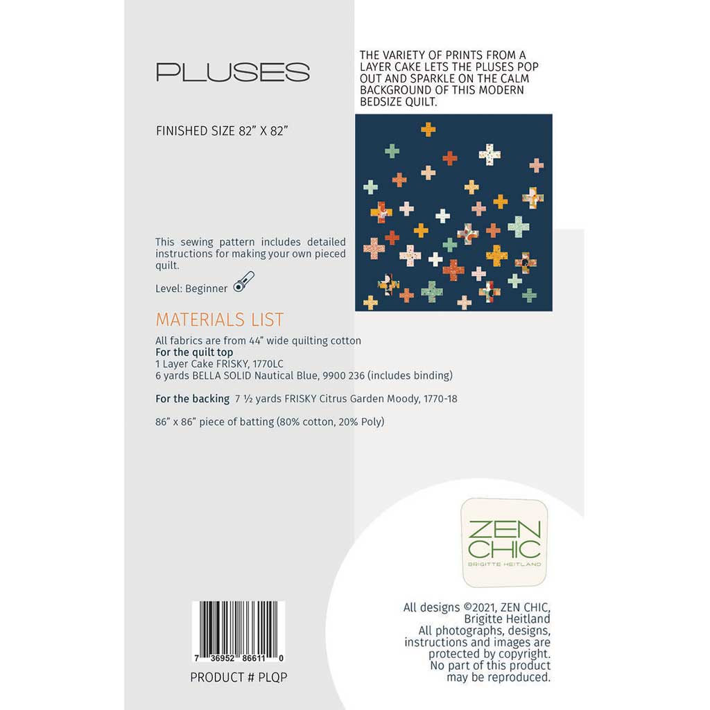 Pluses Quilt Pattern by Zen Chic