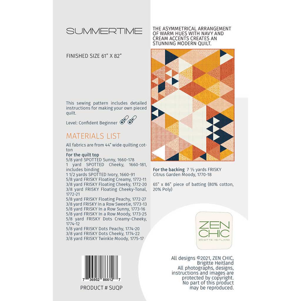 Summertime Quilt Pattern by Zen Chic